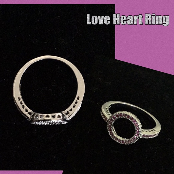 Jewelry | Stamped S925 Drk Pnk Pave Czs Silver Circle Ring | Poshmark